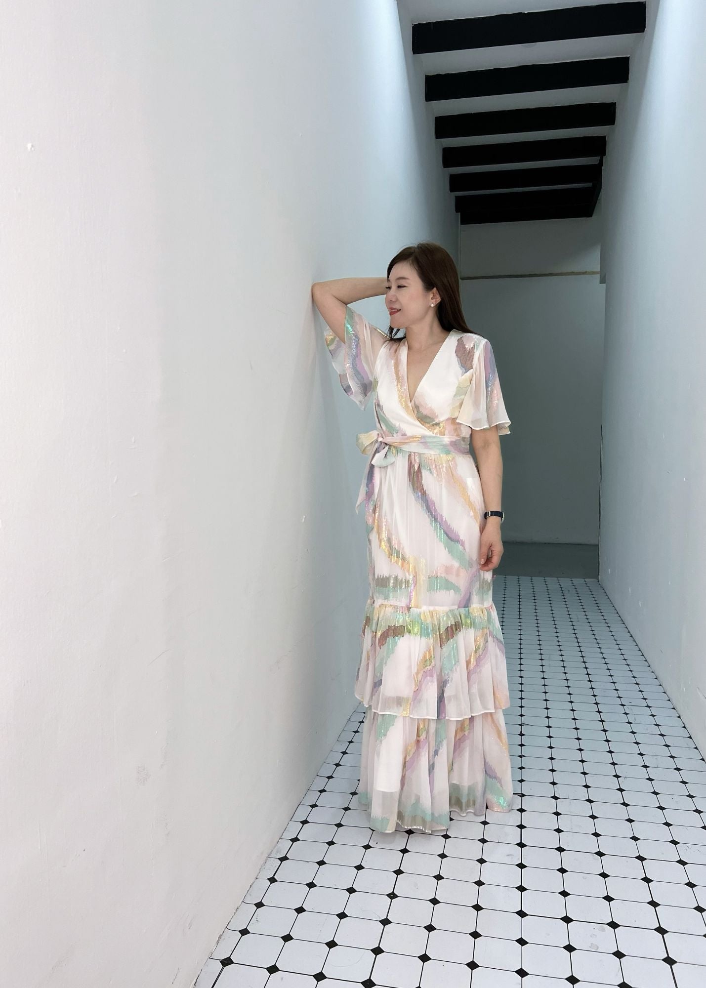 [BESPOKE] Aurora Silk Ruffles Maxi Dress – Amanda Fashion Gallery