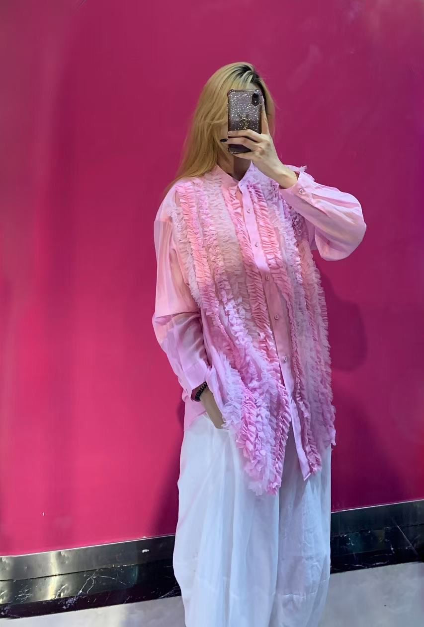 Juno Gathered Mesh Long Top – Amanda Fashion Gallery