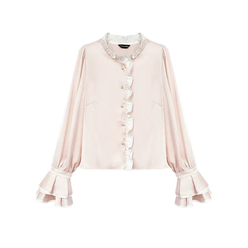 Carys Ruffle Collar Silk Blouse – Amanda Fashion Gallery
